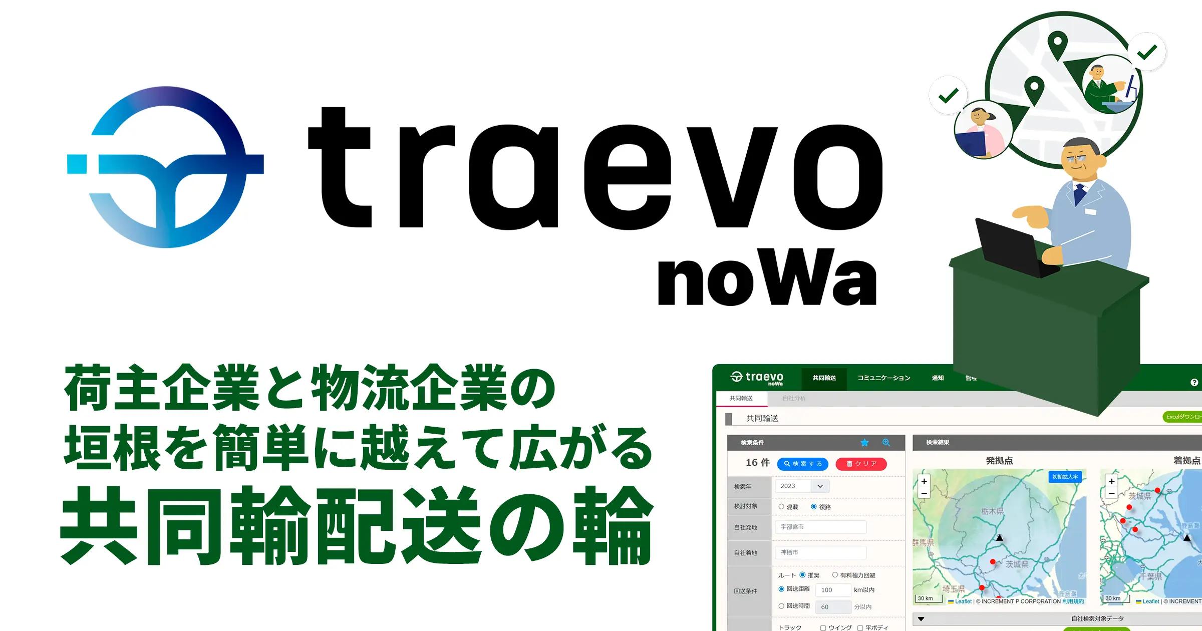 traevo noWa 無償トライアル受付中!共同輸配送プラットフォーム フィジカルインターネット事例